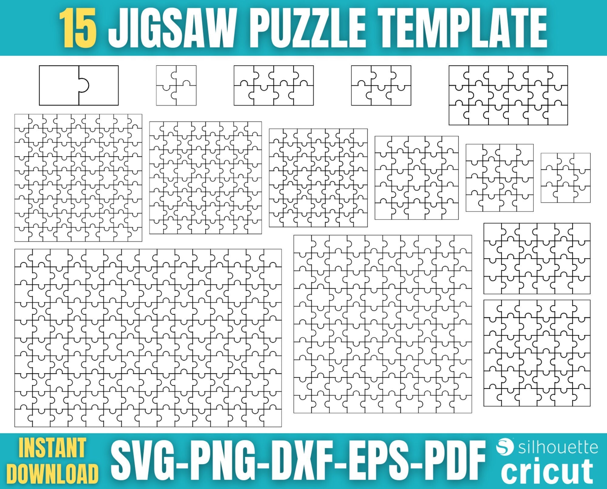 Jigsaw Puzzle Template, Puzzle Template SVG, Jigsaw Puzzle SVG, Puzzle ...