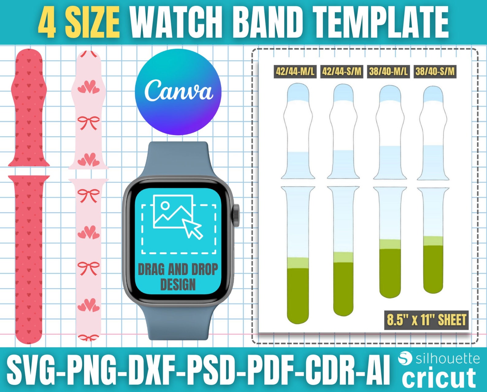 Iwatch Band Template, Watch Band Template, Watch Band Svg, Watch Band ...