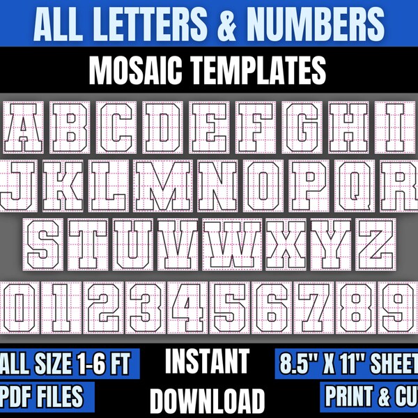 Mosaic Numbers Template - Etsy
