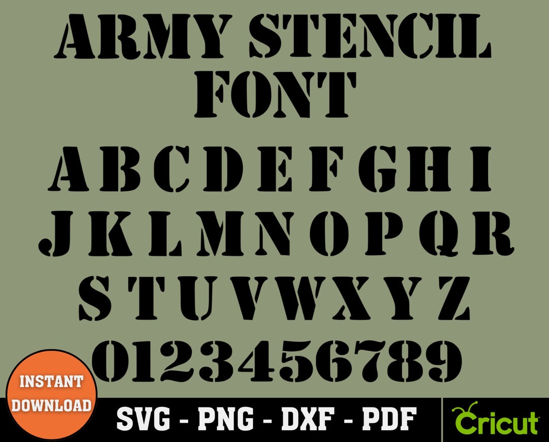 Army Stencil Font SVG, Stencil Font SVG, Stencil Alphabet, Army Font ...