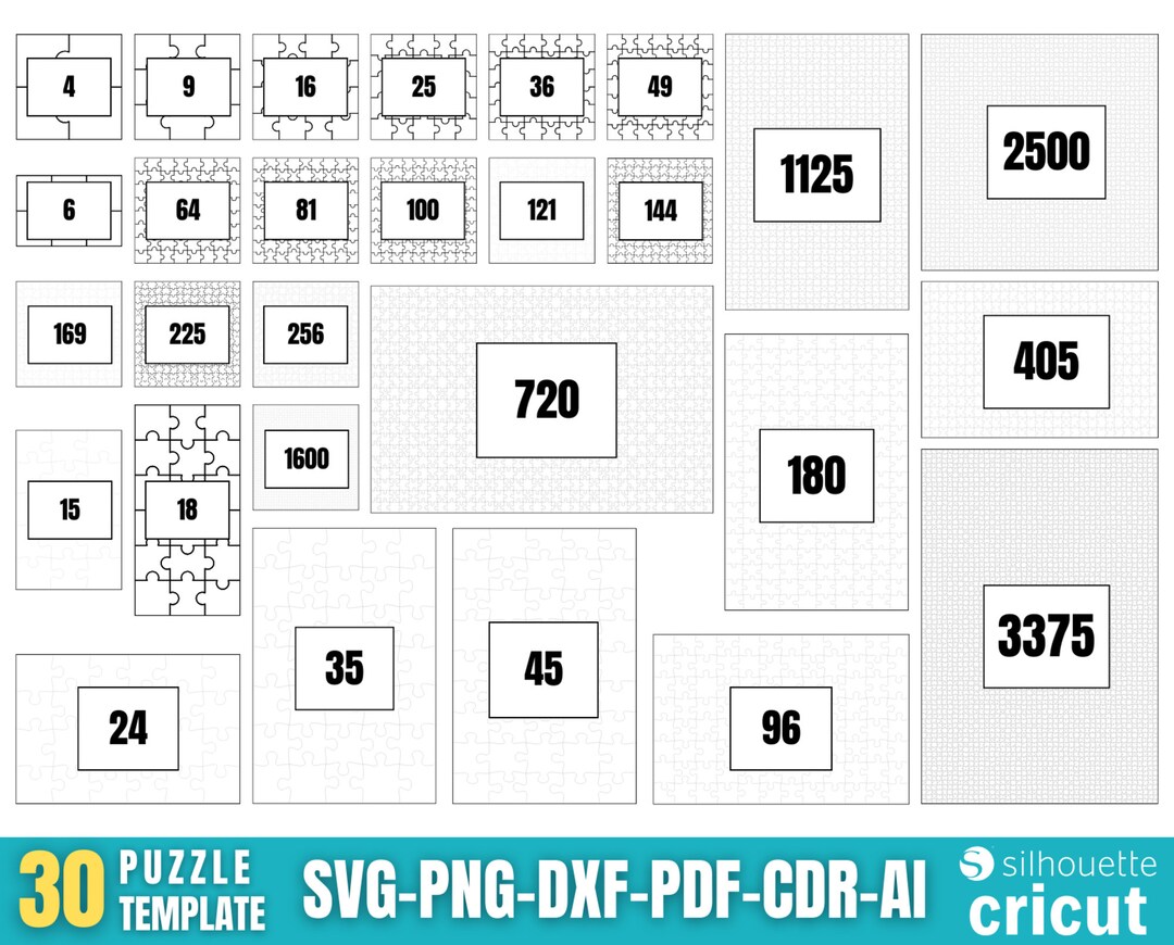 30 Puzzle Templates Bundle Svg, Jigsaw Puzzle Svg Bundle, Jigsaw Svg ...