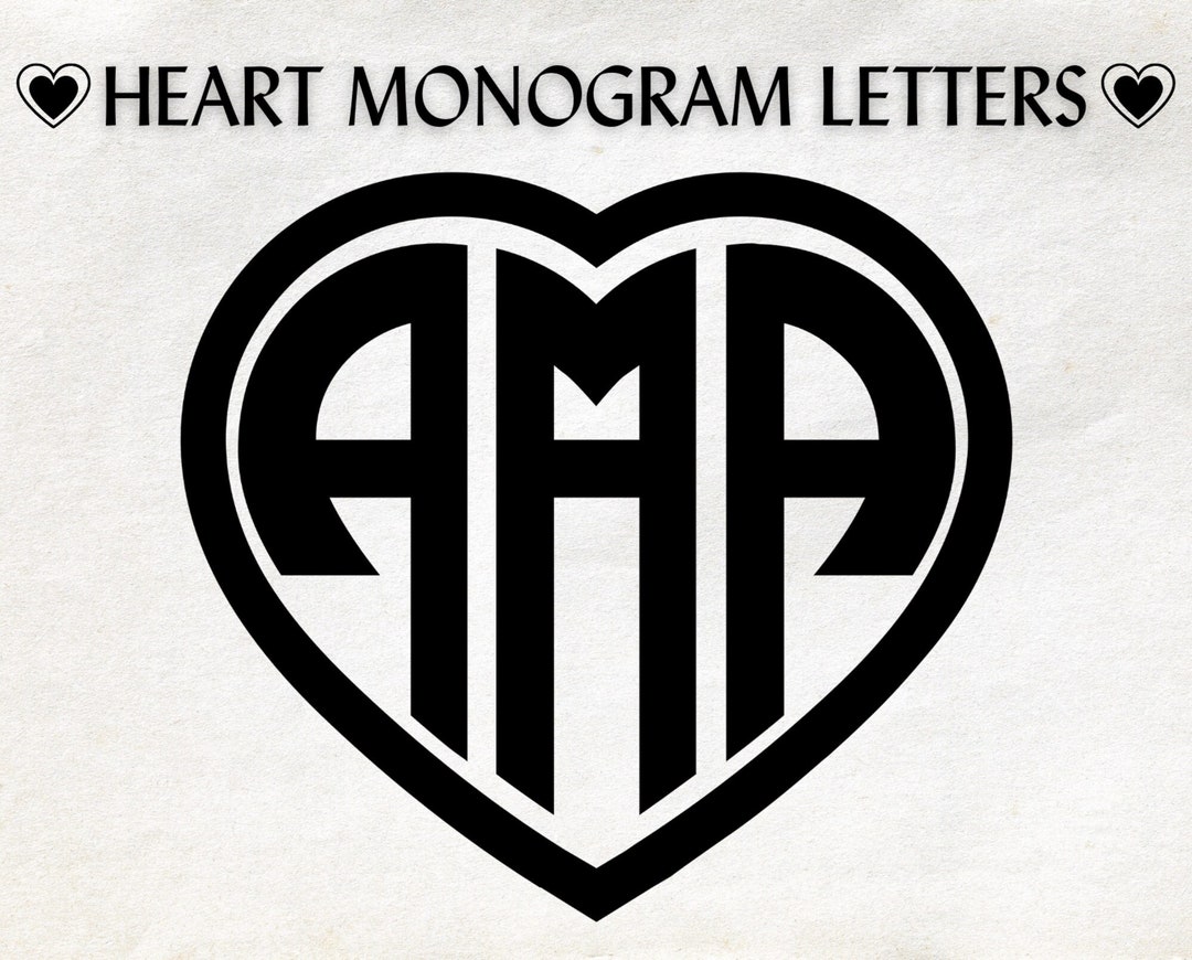 Heart Monogram Letters SVG, Heart Monogram Font, Heart Font, Hearts Svg ...