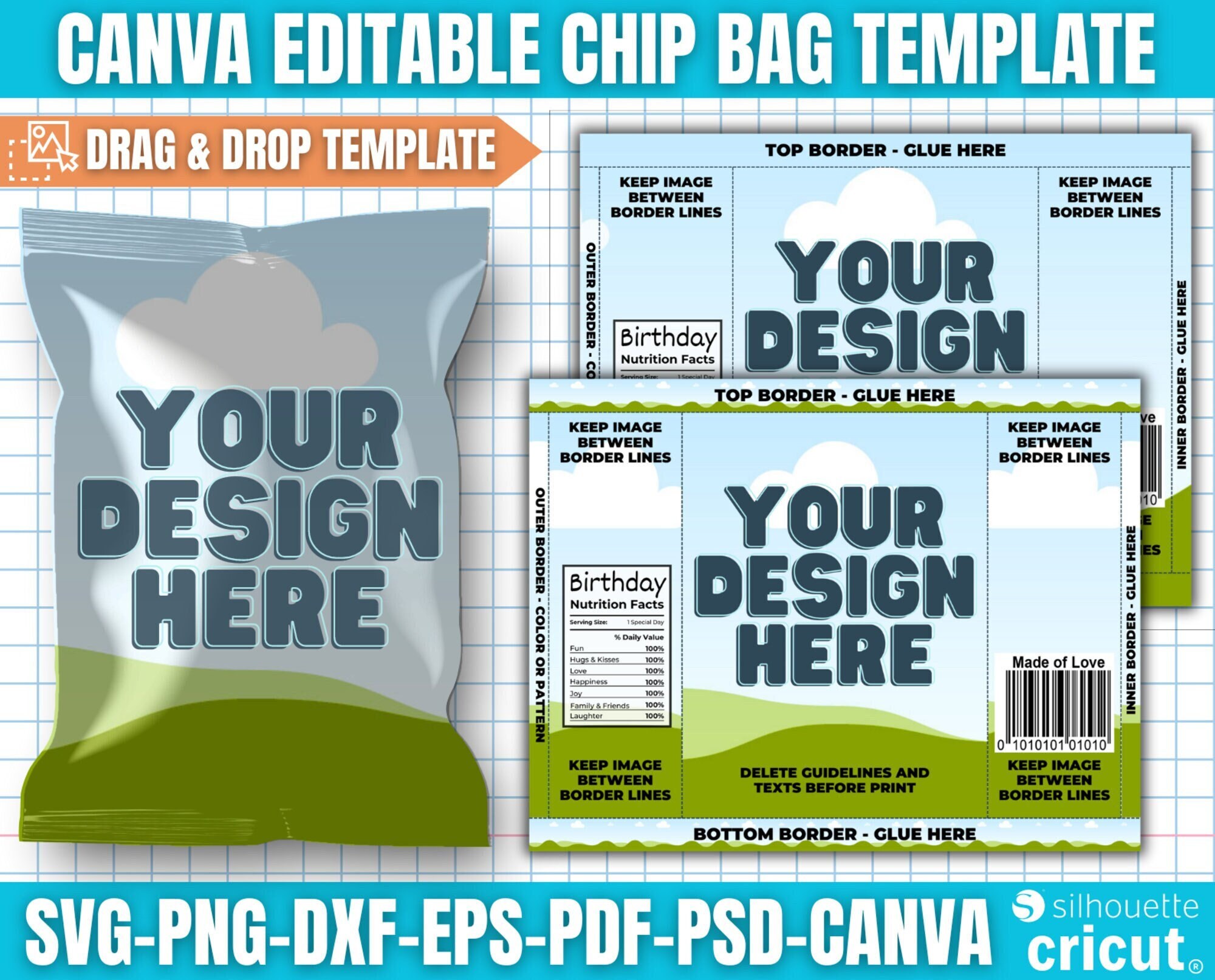Chip Bag Template, Blank Chip Bag, Chip Bag Template Canva Editable ...