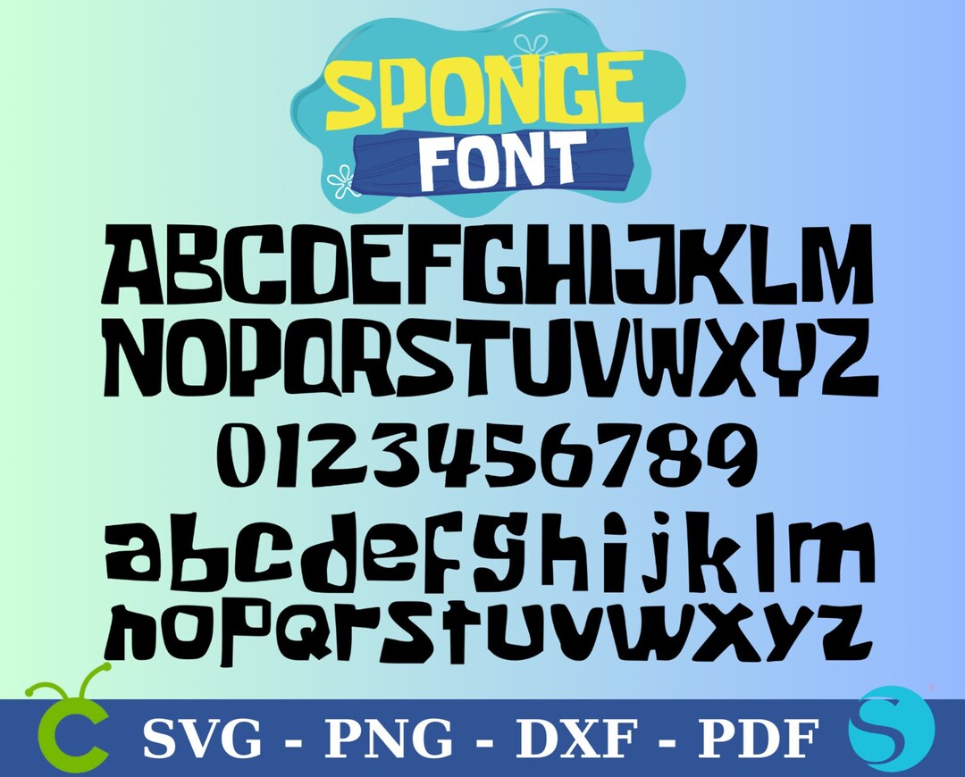 Sponge Font Cartoon Font Sponge Alphabet Sponge Letters - Etsy
