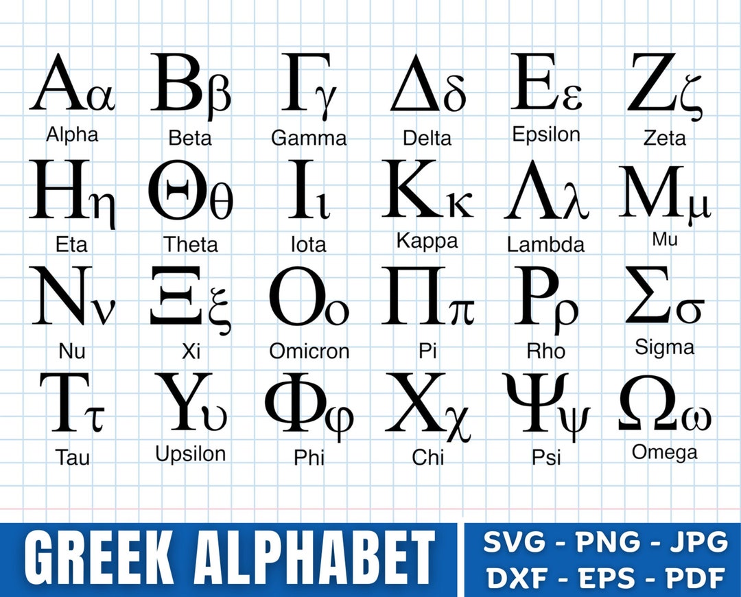 GREEK ALPHABET SVG Files, Greek Alphabet Clipart, Greek Letters Svg ...