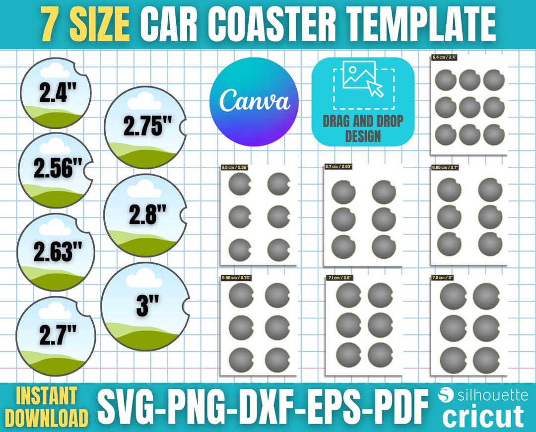 Car Coaster Template, Car Cup Coaster Template, Car Coaster Svg, Car ...