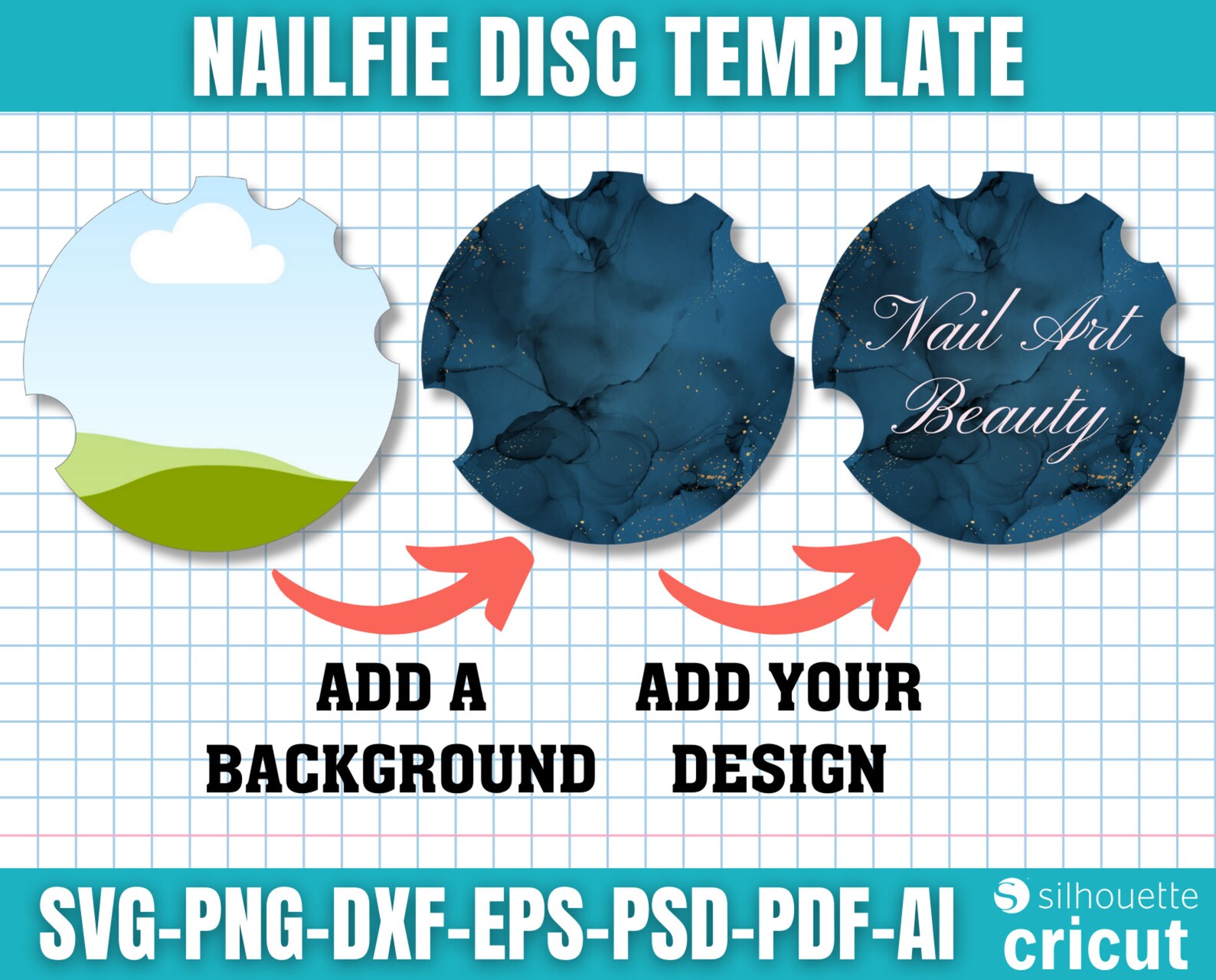 Nailfie Disc Template, Nailfie Template, Nailfie Cut File, Canva Drag ...