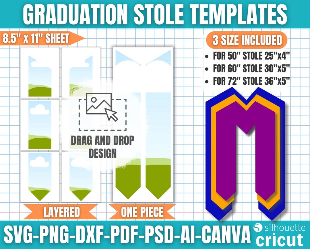 Graduation Stole Template, Stole Template Canva, Graduation Stole Svg ...