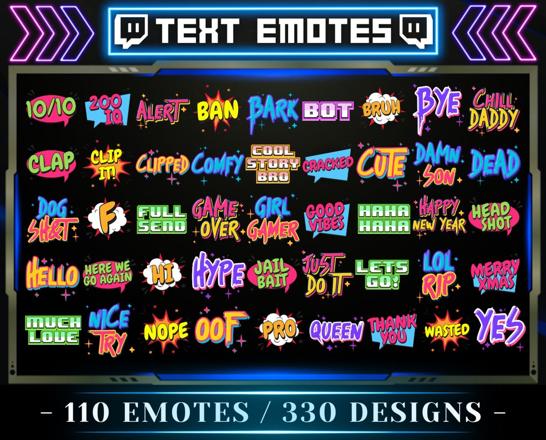 110 Twitch Text Emote | Text Emotes, Twitch Emotes, Discord Emote, GG ...