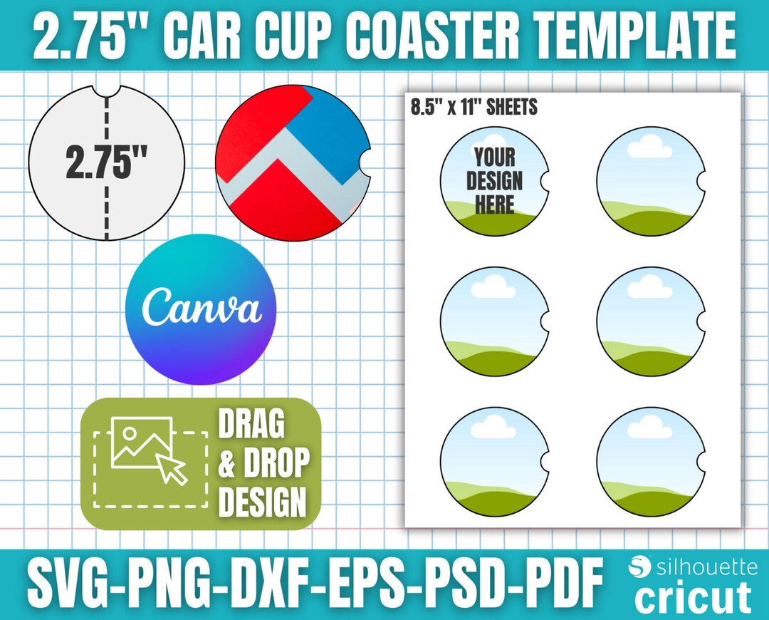 2.75 Car Coaster Template Svg, Car Cup Coaster Template, Car Coaster ...
