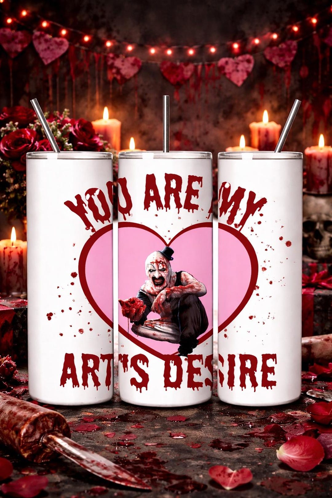 Art the Clown Valentine Tumbler | Horror Valentine Gift | Terrifier ...
