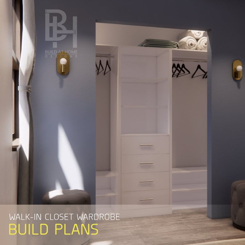 Build Plans Walk-in Closet Wardrobe, Assembly Manual PDF, Master Closet ...