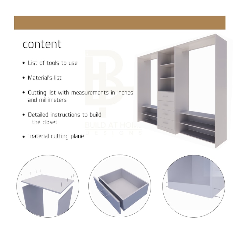 Build Plans Walk-in Closet Wardrobe, Assembly Manual PDF, Master Closet ...