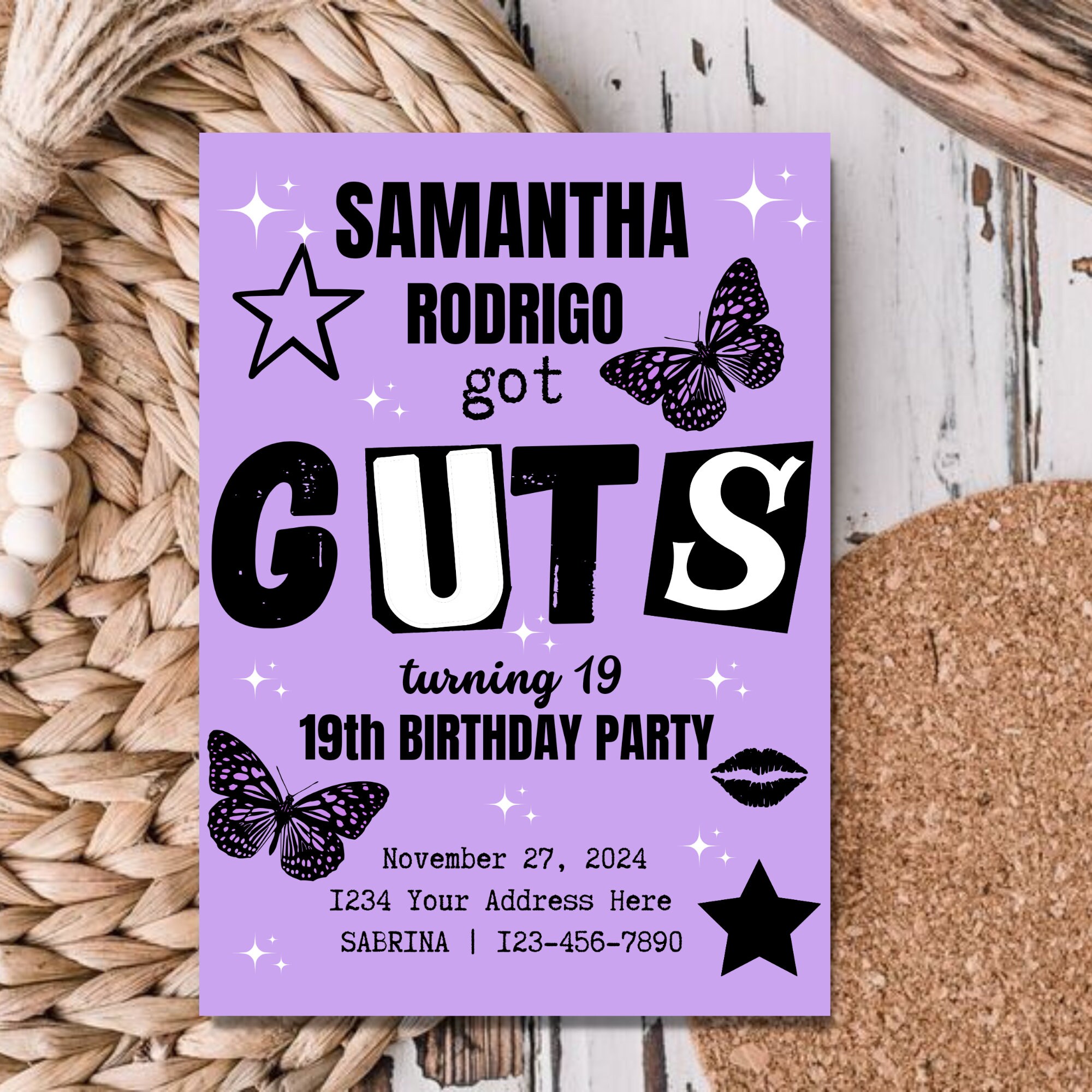 Sour Birthday Themed Party Purple Invitations, Guts Birthday Themed ...