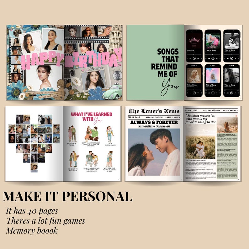Anniversary Magazine for Boyfriend, Couples Magazine Templates ...