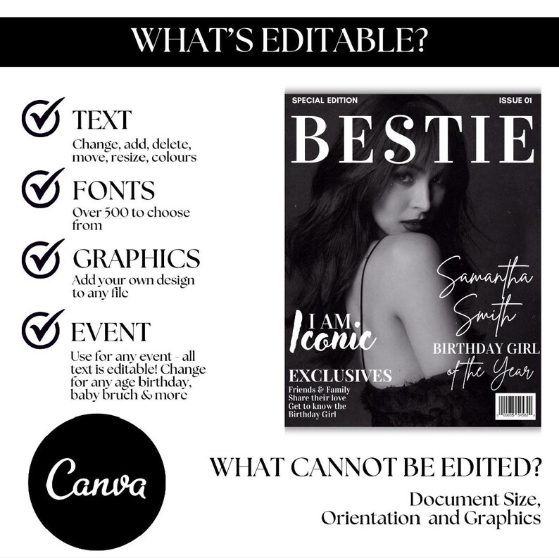 Birthday Magazine for Best Friend Templates Bestie Edition, 40 Pages ...