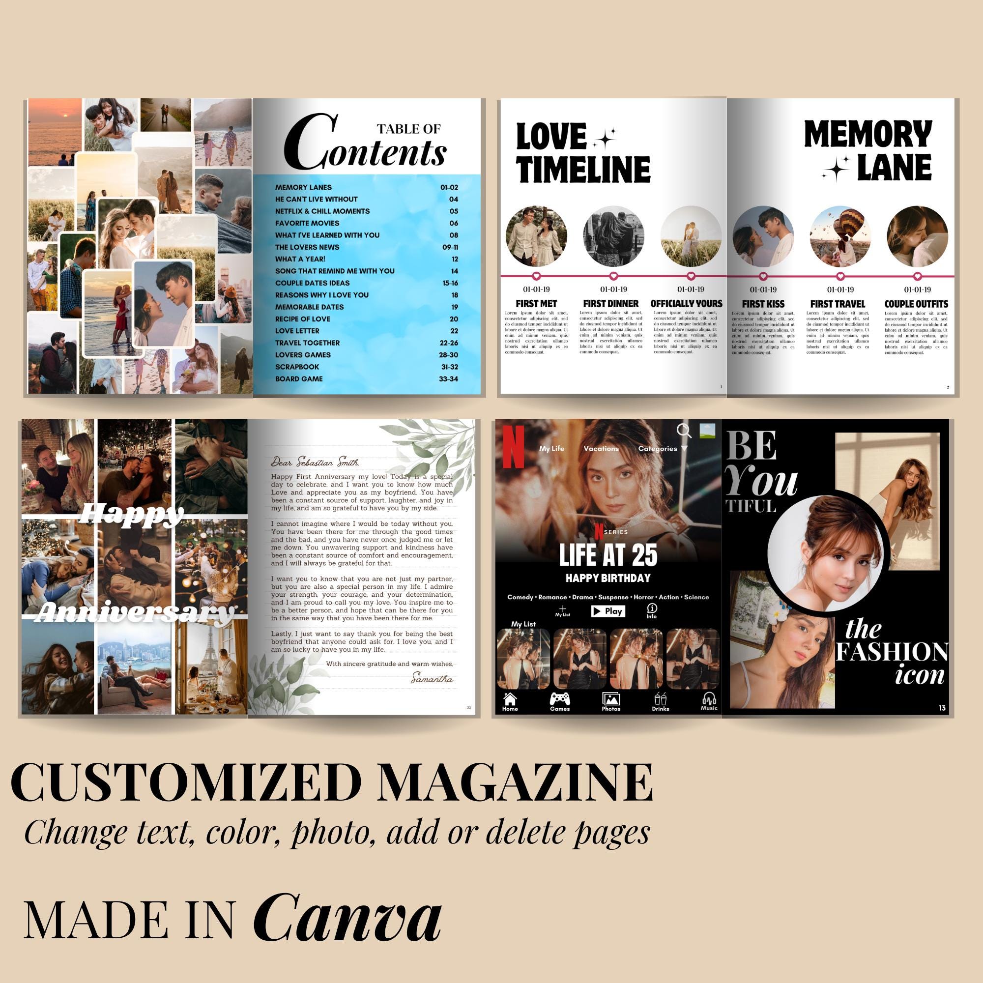 Anniversary Magazine for Boyfriend, Couples Magazine Templates ...