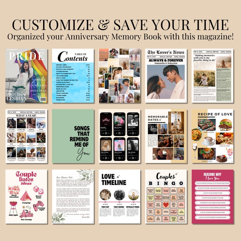 Anniversary Magazine for Boyfriend, Couples Magazine Templates ...