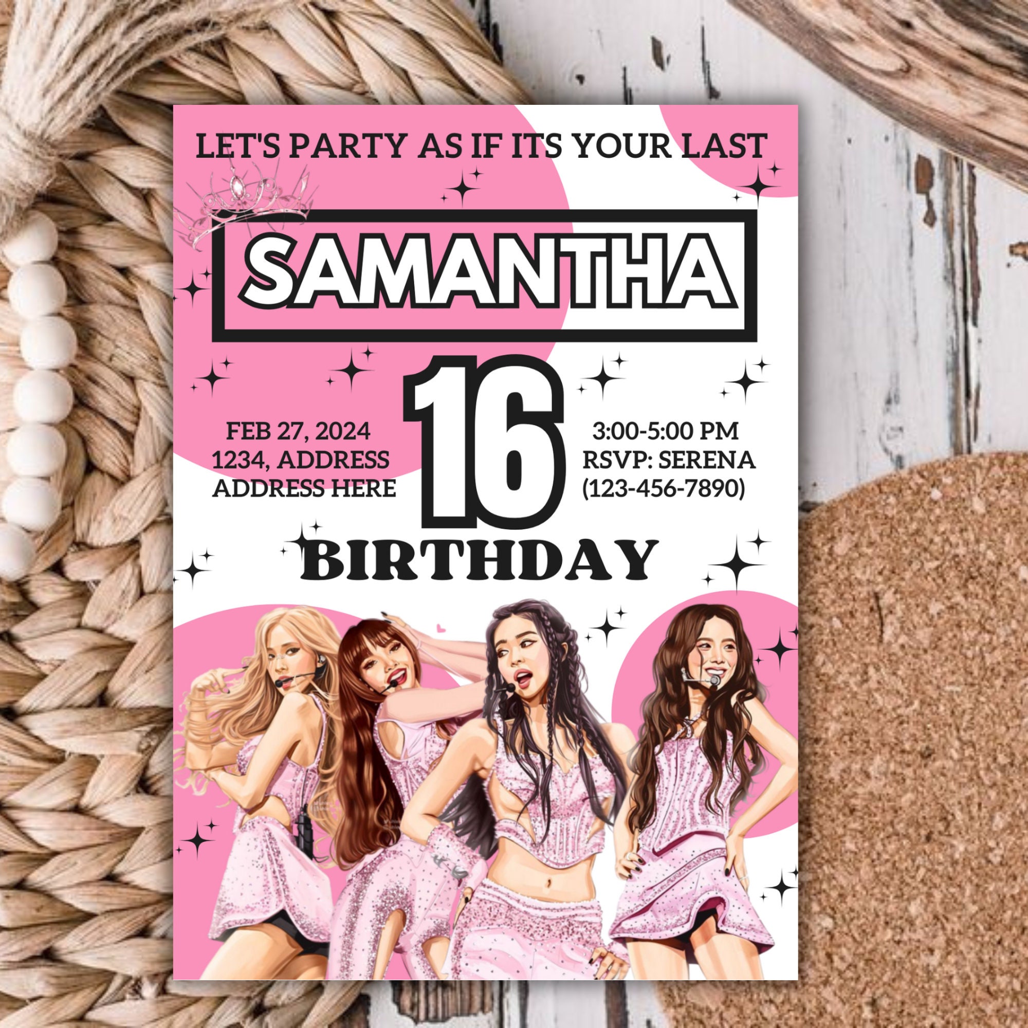 Blackpink Invitations for Blackpink Birthday Party Invites for Black ...