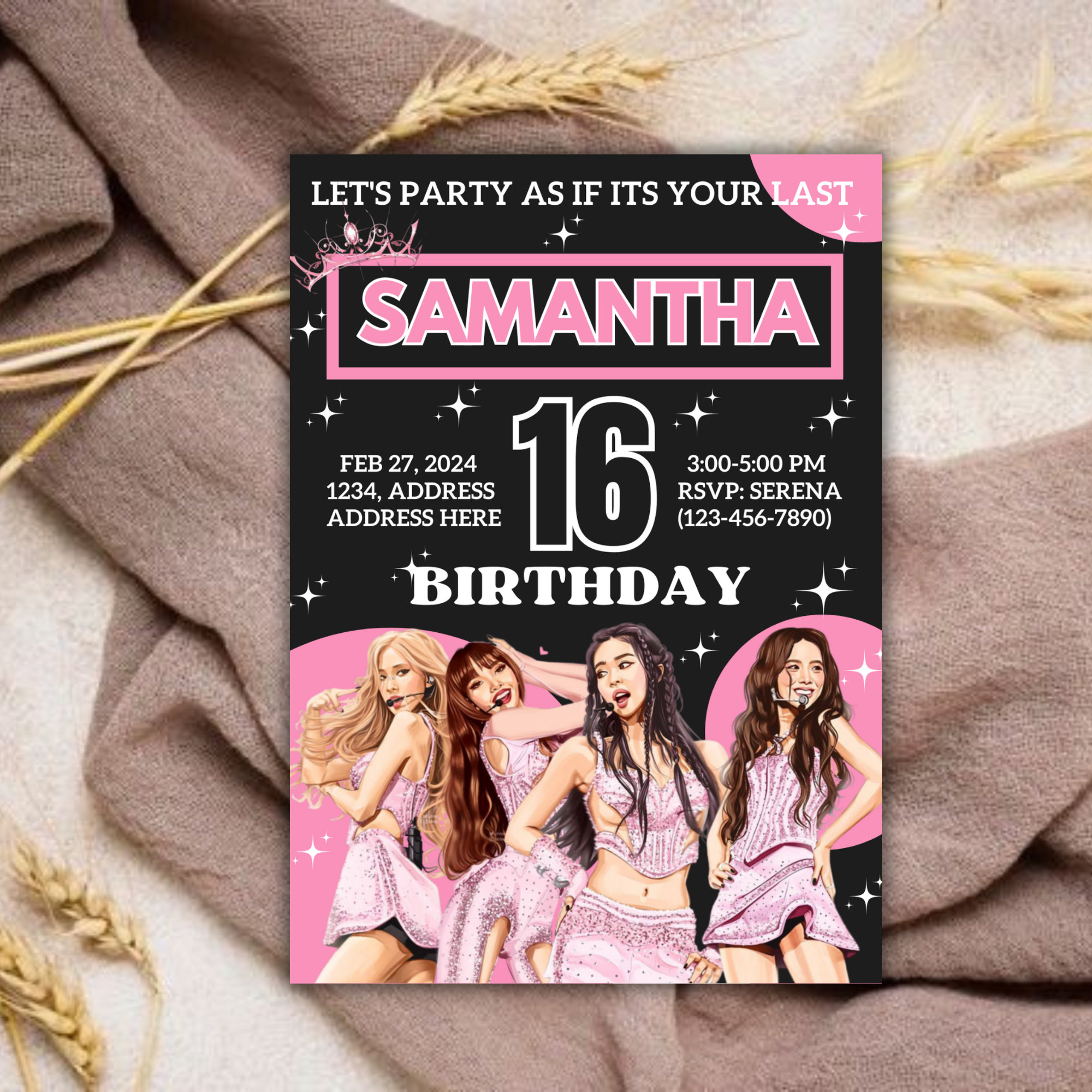 Blackpink Invitations for Blackpink Birthday Party Invites for Black ...