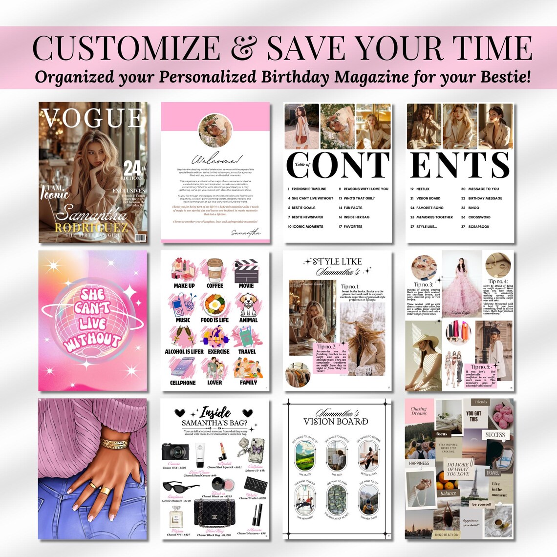 Birthday Magazine for Best Friend Templates Bestie Edition, 40 Pages ...