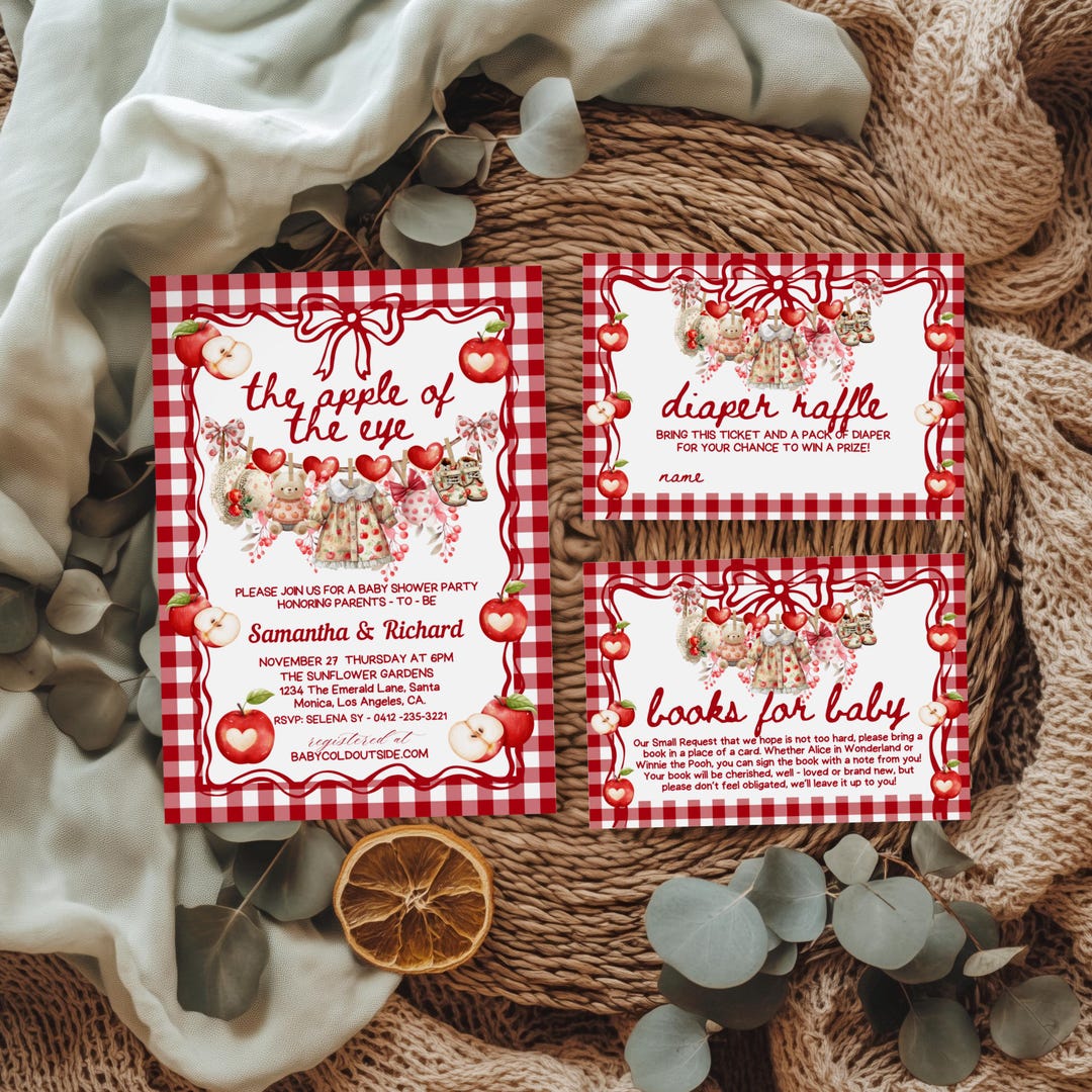 Apple Baby Shower Invitation, the Apples of Our Eye Invitations, Fall ...