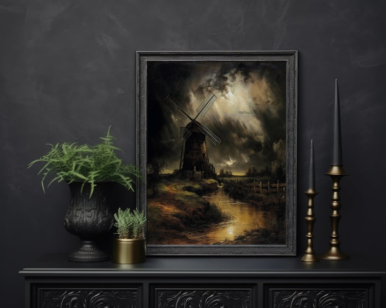 Windmill | Dark Academia, Farmhouse Decor, Impressionist Countryside ...