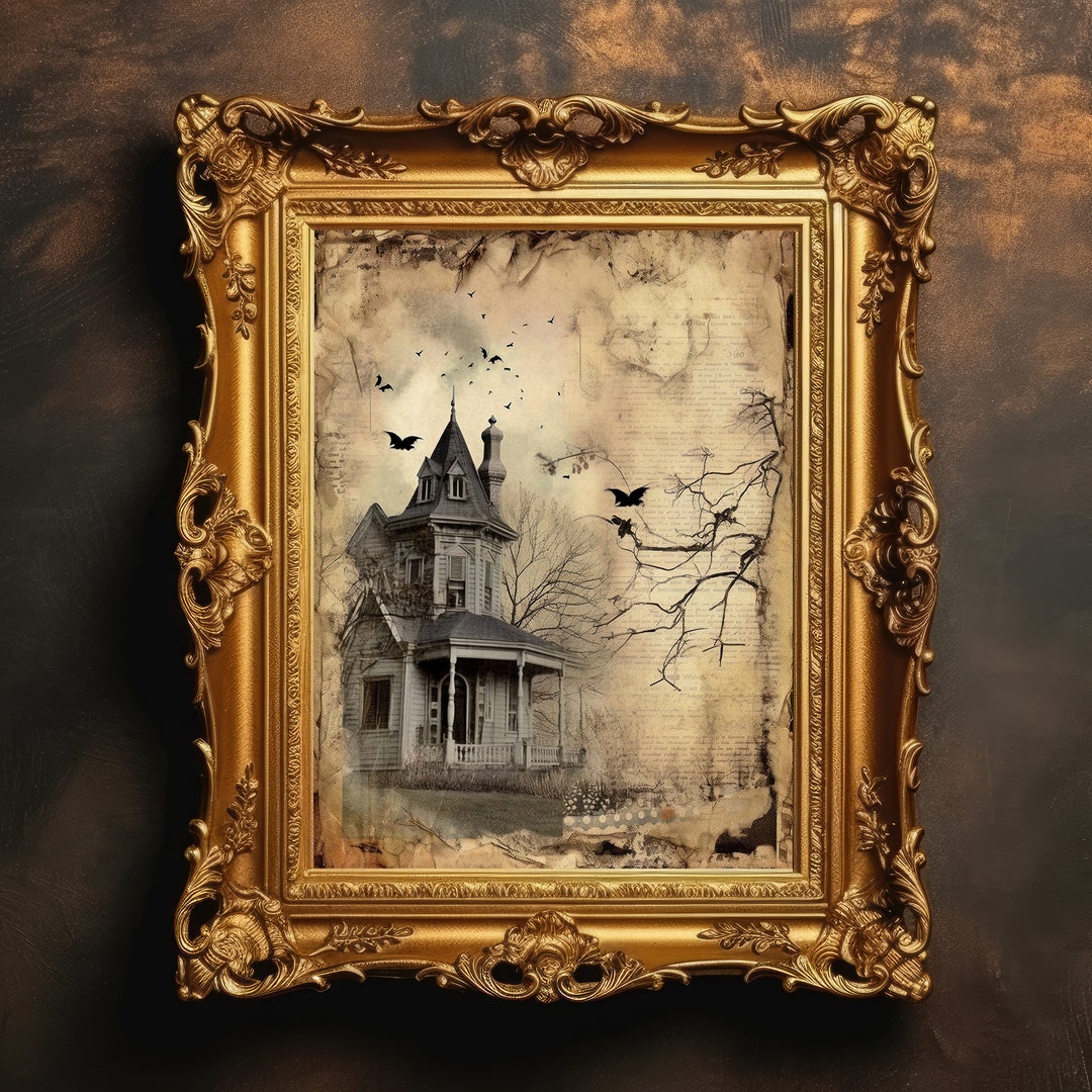 Haunted House Journal | Newspaper Print, Halloween Home Decor, Dark ...