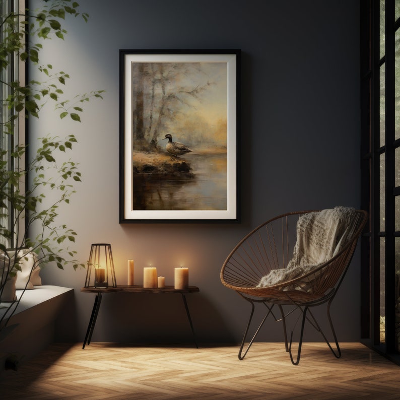 Duck Lake | Trees Landscape, Moody Wall Art, Farmhouse Decor, Vintage ...