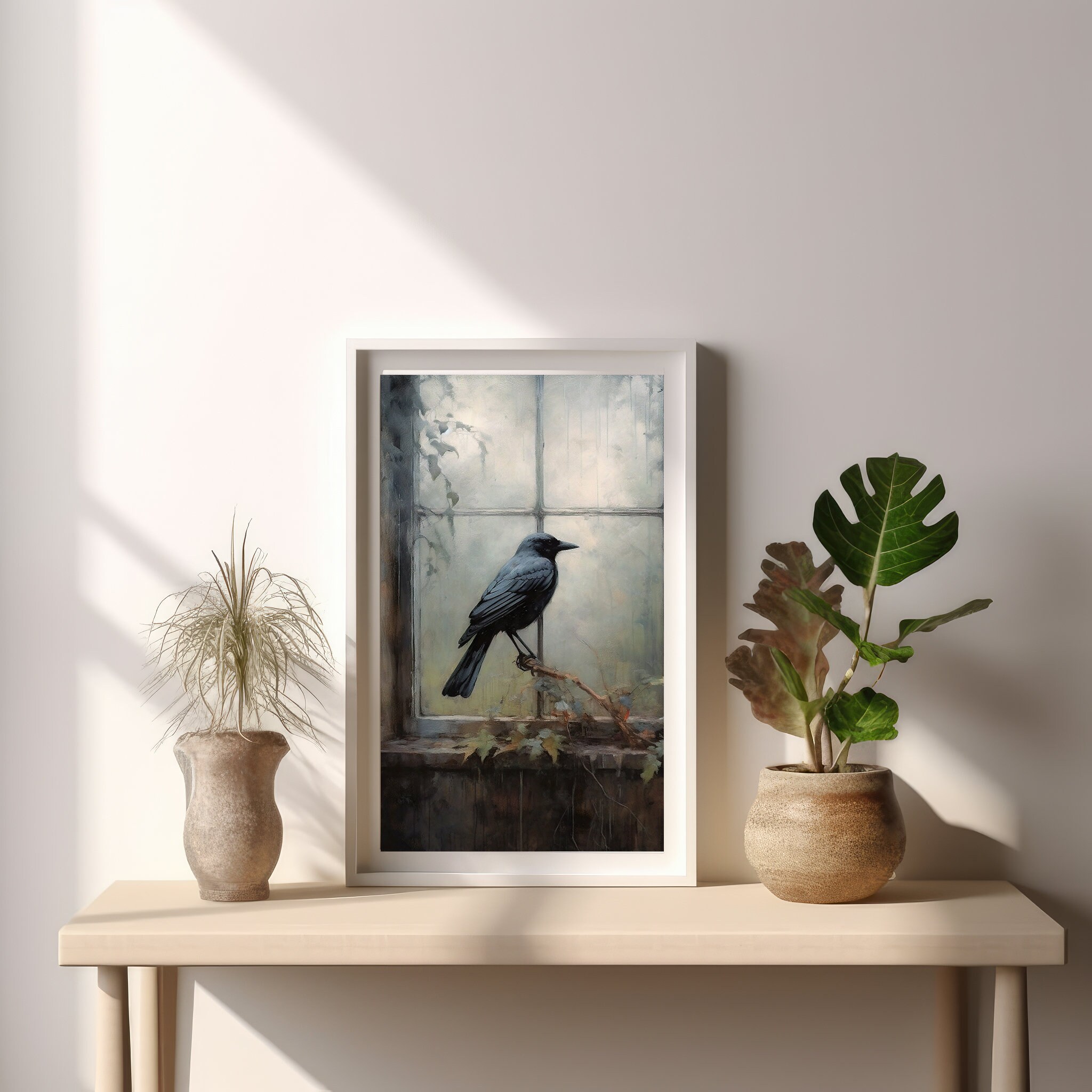 Black Crow by Window | Dark Academia, Antique Oil Painting, Vintage Art ...