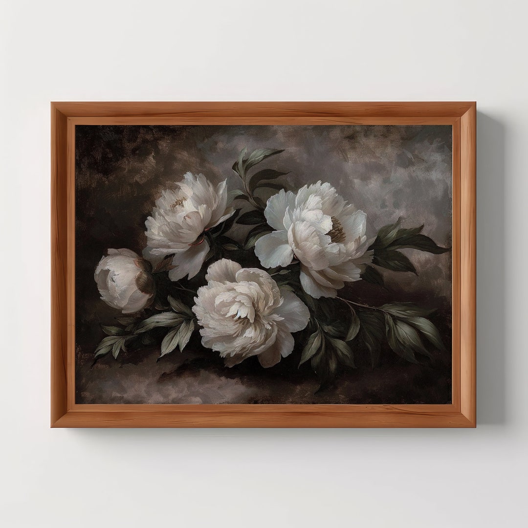 Vintage Peonies | Tonal Palette Wall Art, Botanical Painting, Nursery ...