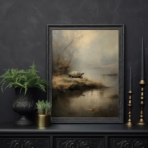 Turtle Pond | Moody Wall Art, Dark Academia, Cabin Room Decor, Antique ...
