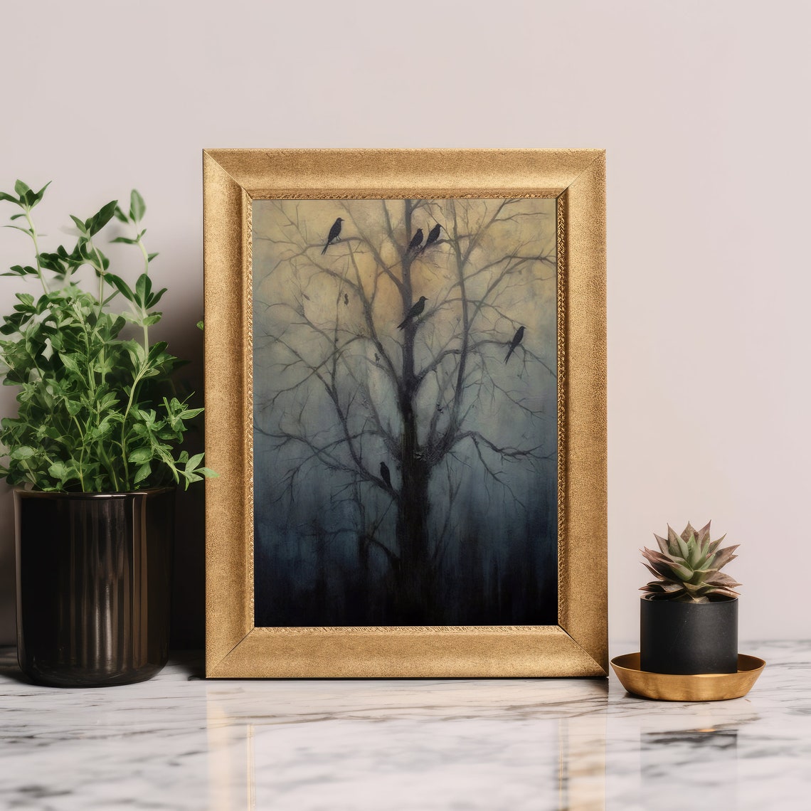 Spooky Crows Tree Dark Cottagecore Wall Art Dark Academia - Etsy