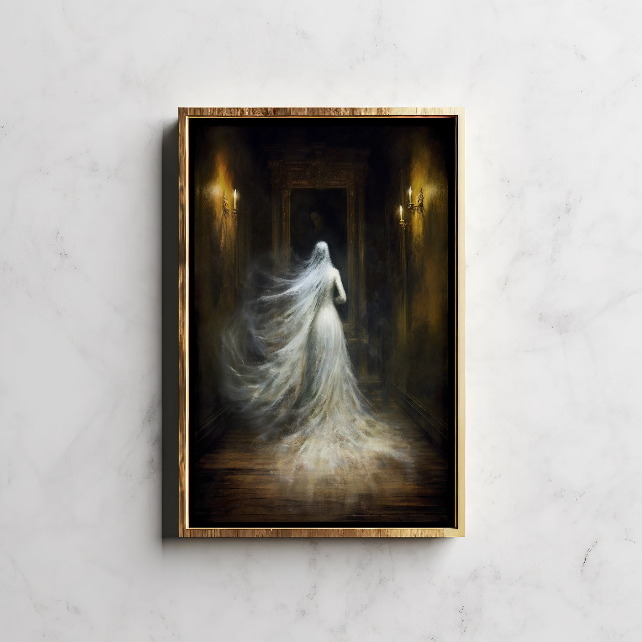 Ghostly Lady in Haunted House | Victorian Wall Art, Antique Oil ...
