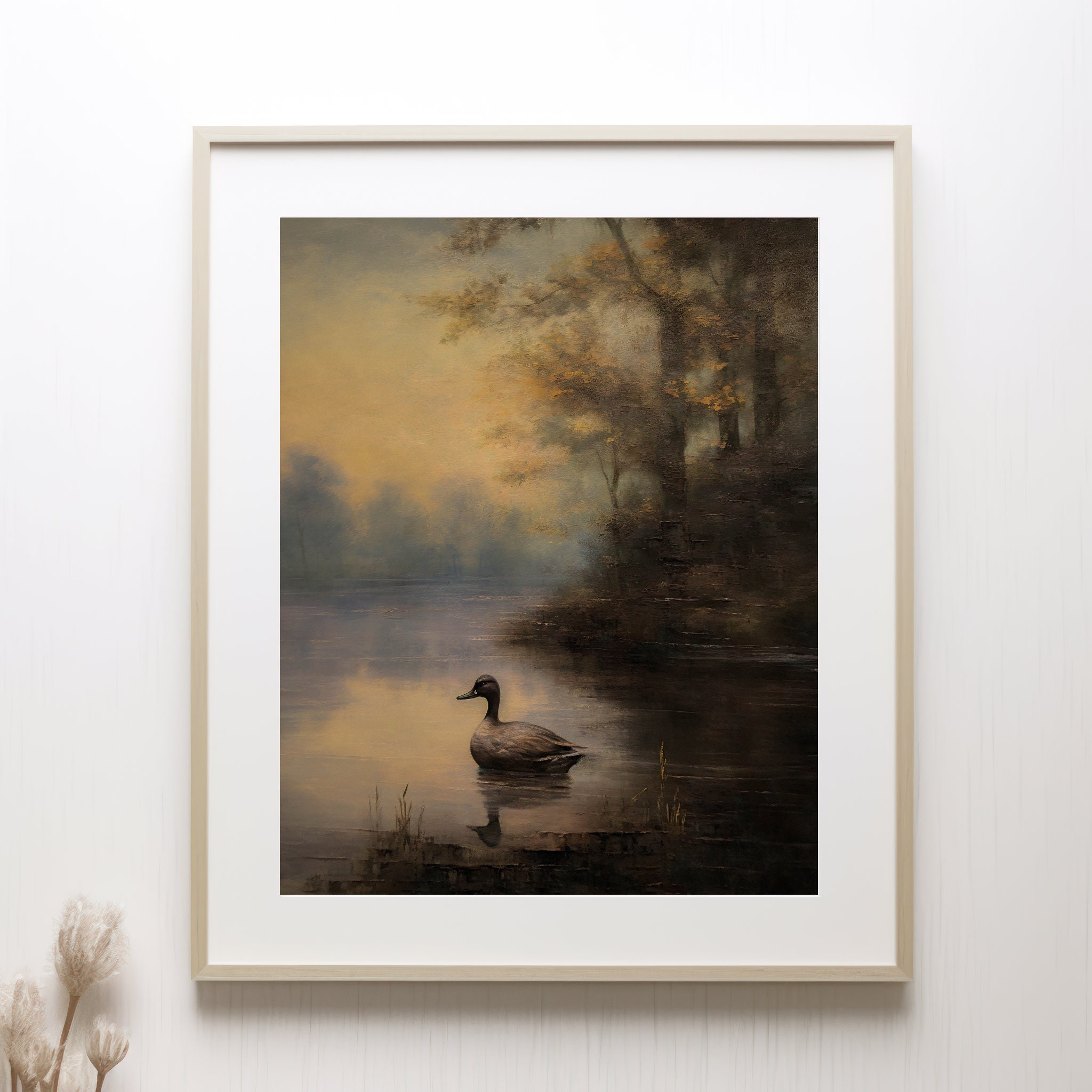Duck Lake Trees Landscape | Moody Wall Art, Dark Nature Scenery ...