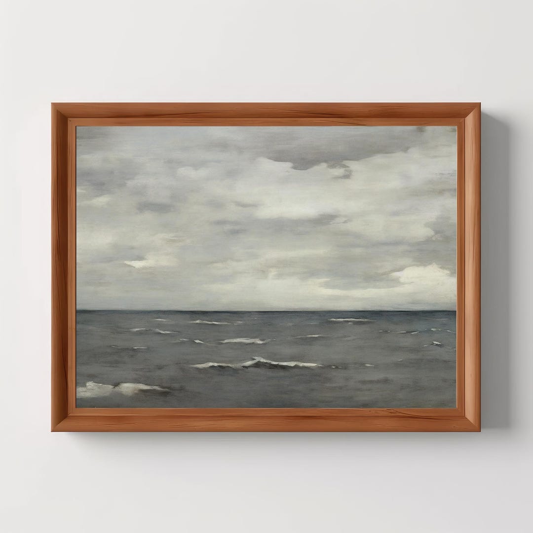 Moody Deep Sea | Vintage Ocean Painting, Seaside Decor, Dark Water ...