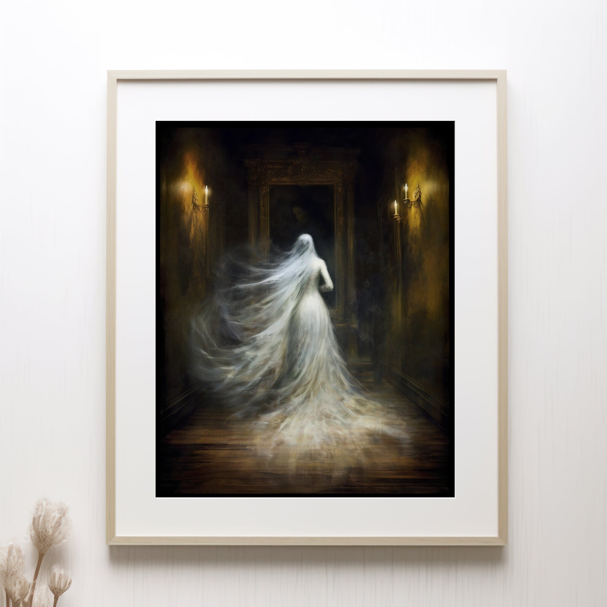 Ghostly Lady in Haunted House | Victorian Wall Art, Antique Oil ...