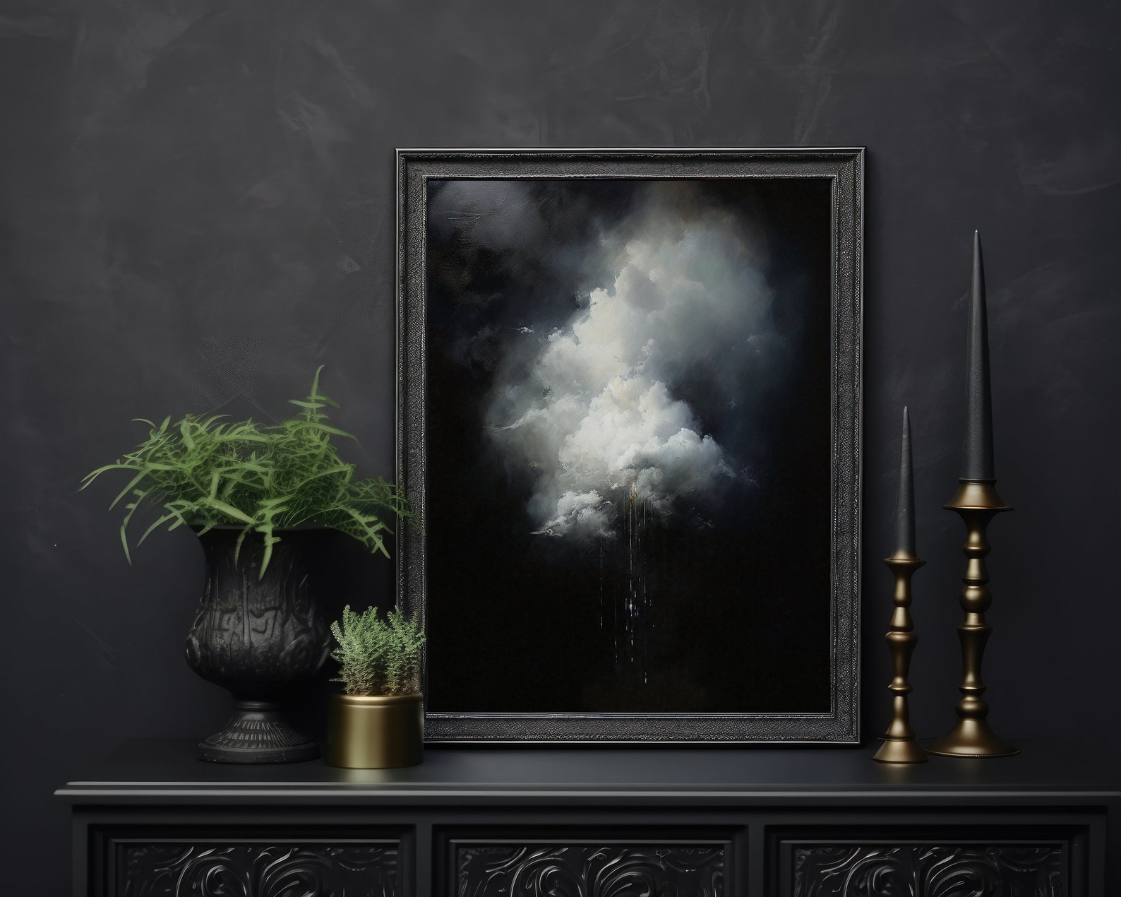 Rain Cloud Oil Painting | Moody Wall Art, Dark Academia Print, Vintage ...