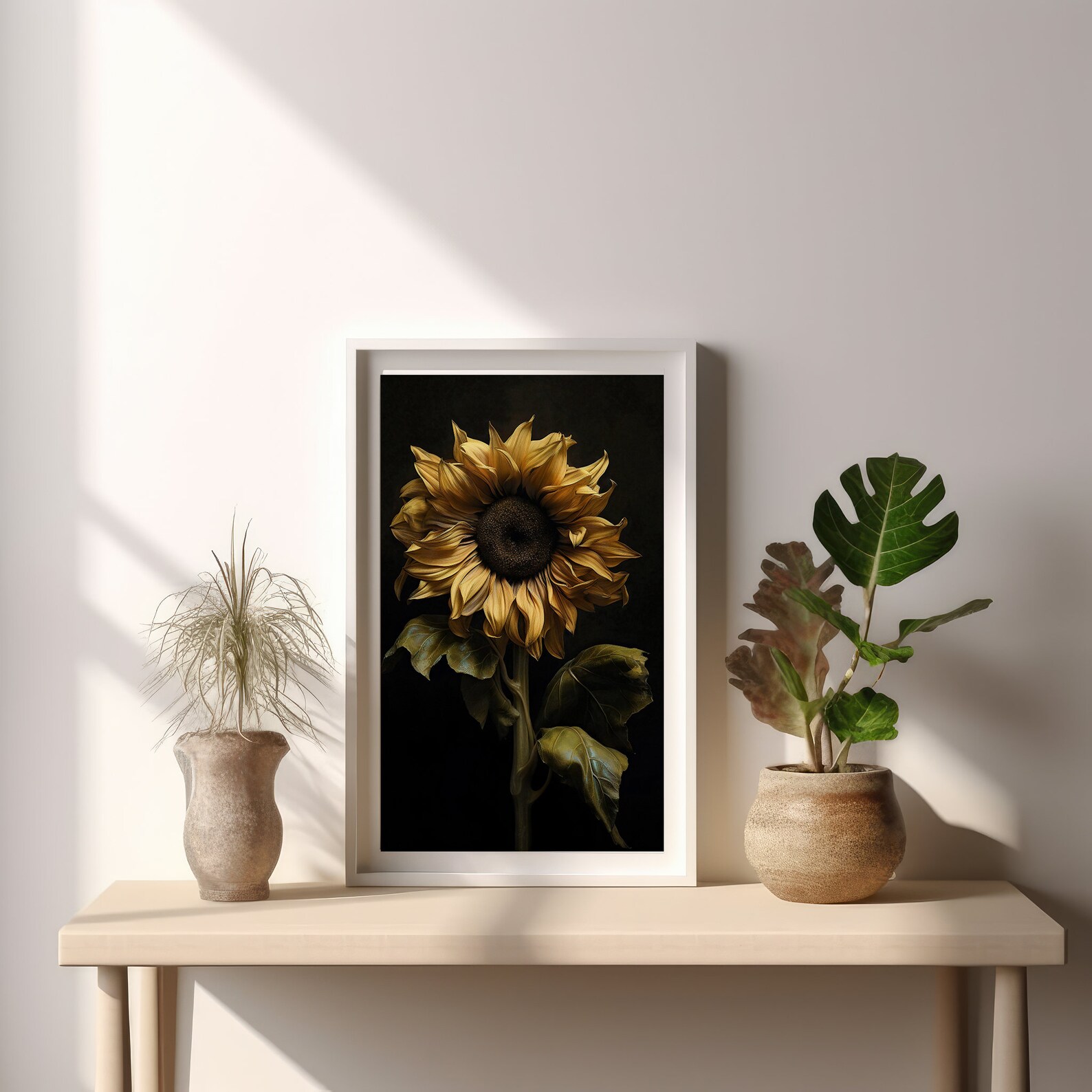 Gothic Sunflower - Dark Academia, Moody Botanical Wall Art, Dark Decor ...