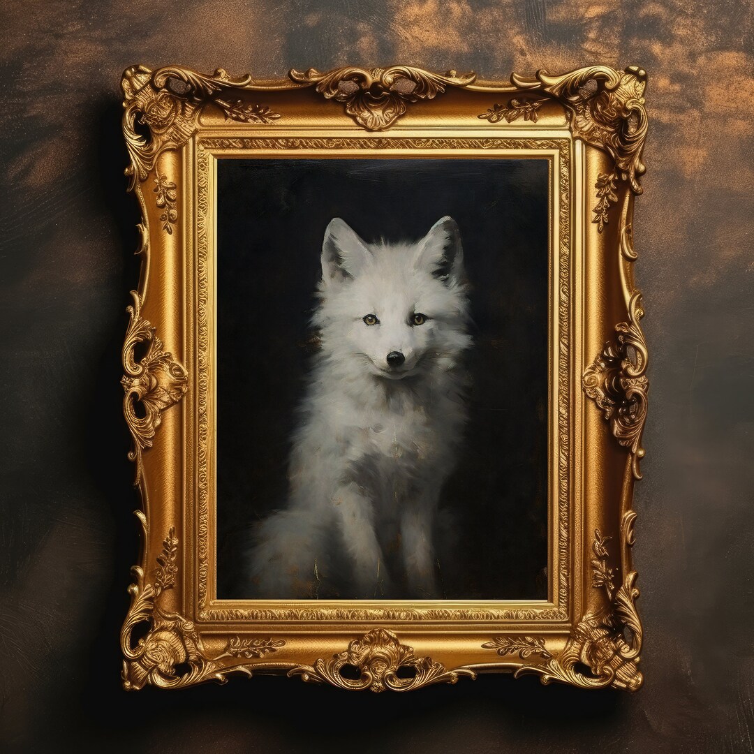 Arctic Fox Portrait | Moody Wall Art, Dark Academia, Vintage Aesthetic ...