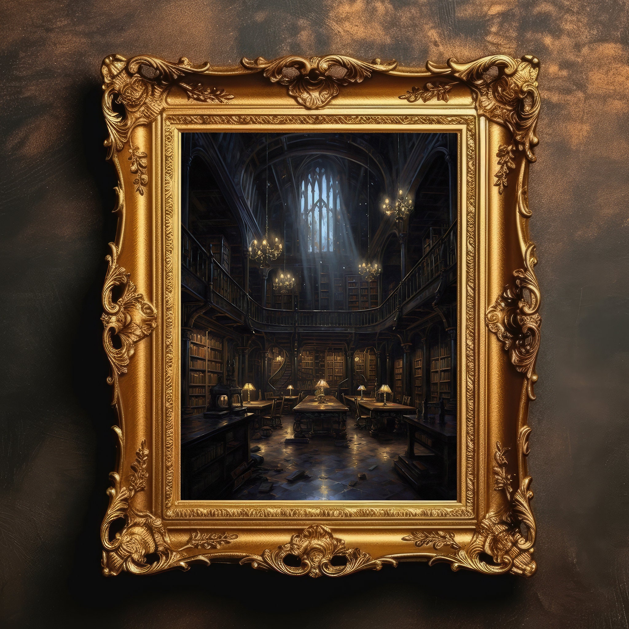 Dark Library Interior Dark Academia Decor Goth Wall Art - Etsy