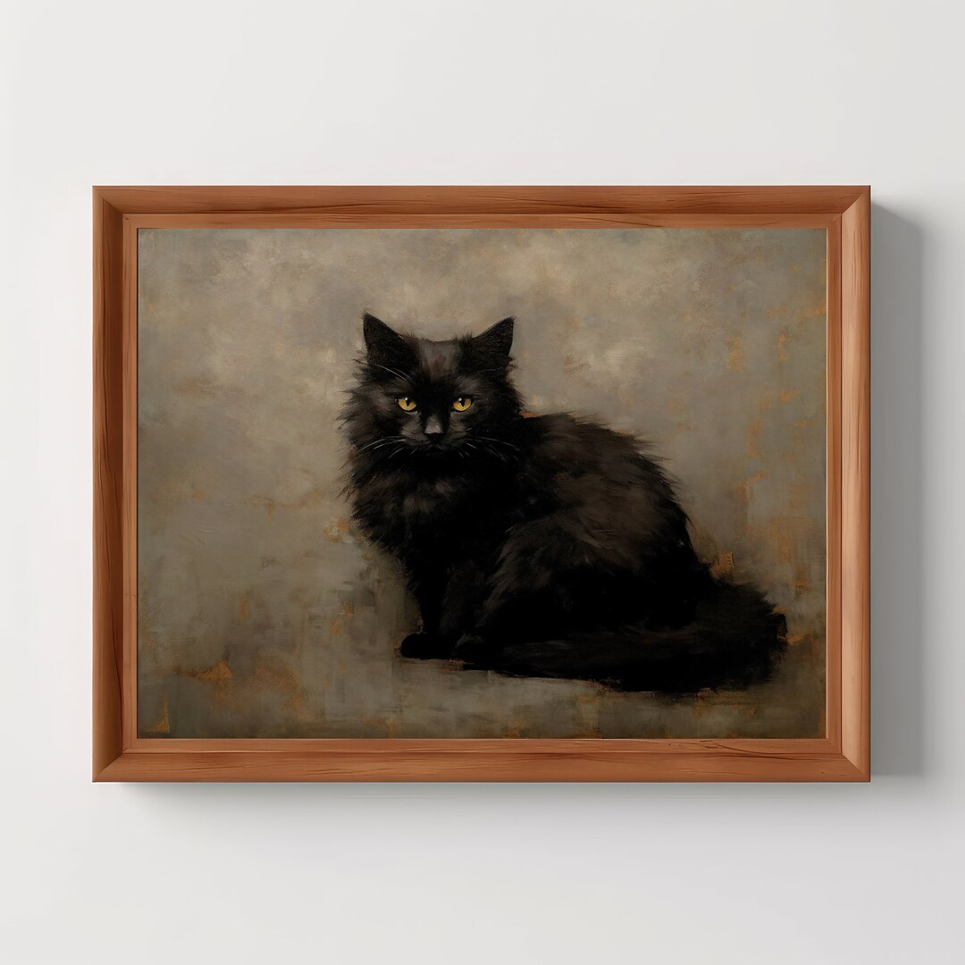 Black Cat | Dark Academia, Gothic Home Decor, Witchy Wall Art, Library ...