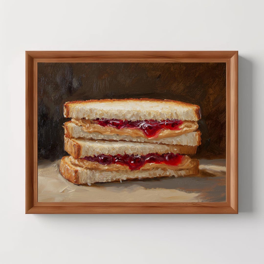 Peanut Butter Jelly Sandwich | Vintage Oil Painting, PB&J Art Print ...