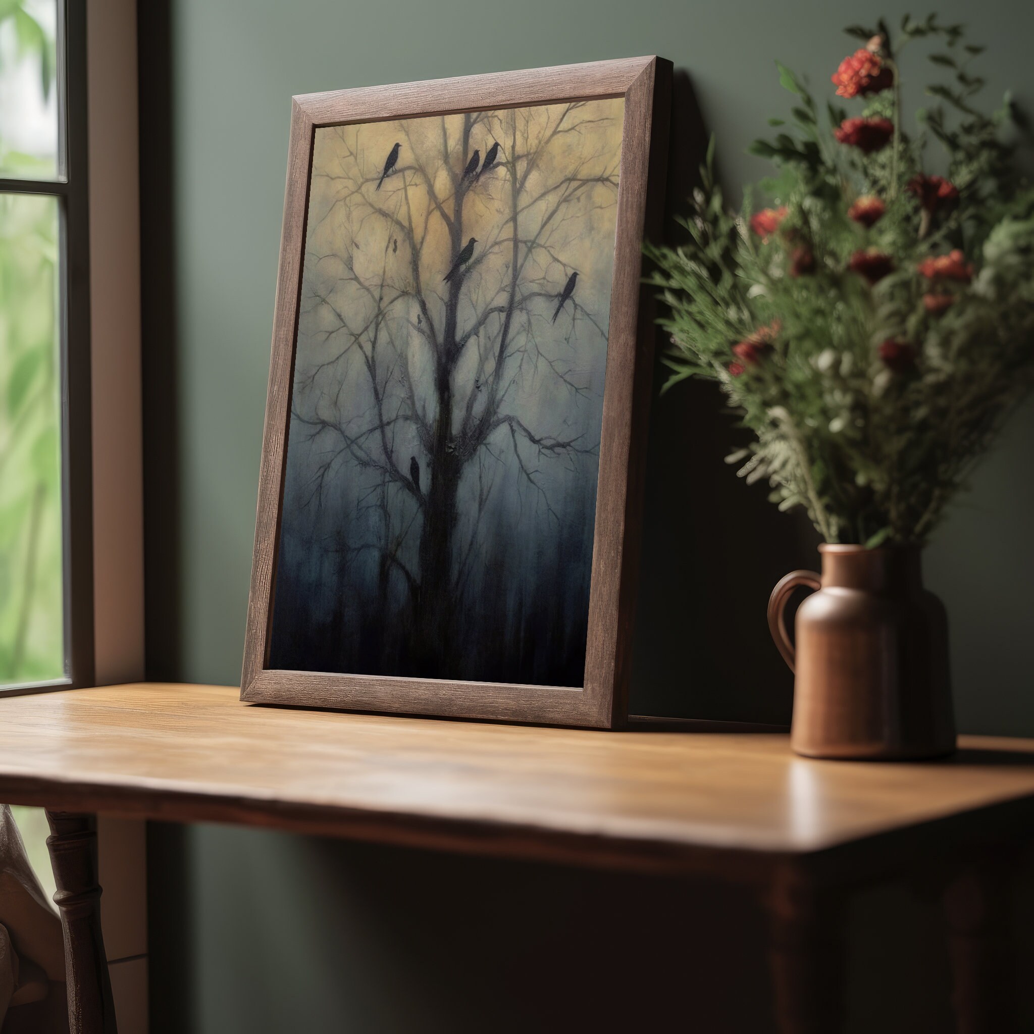 Spooky Crows Tree Dark Cottagecore Wall Art Dark Academia - Etsy