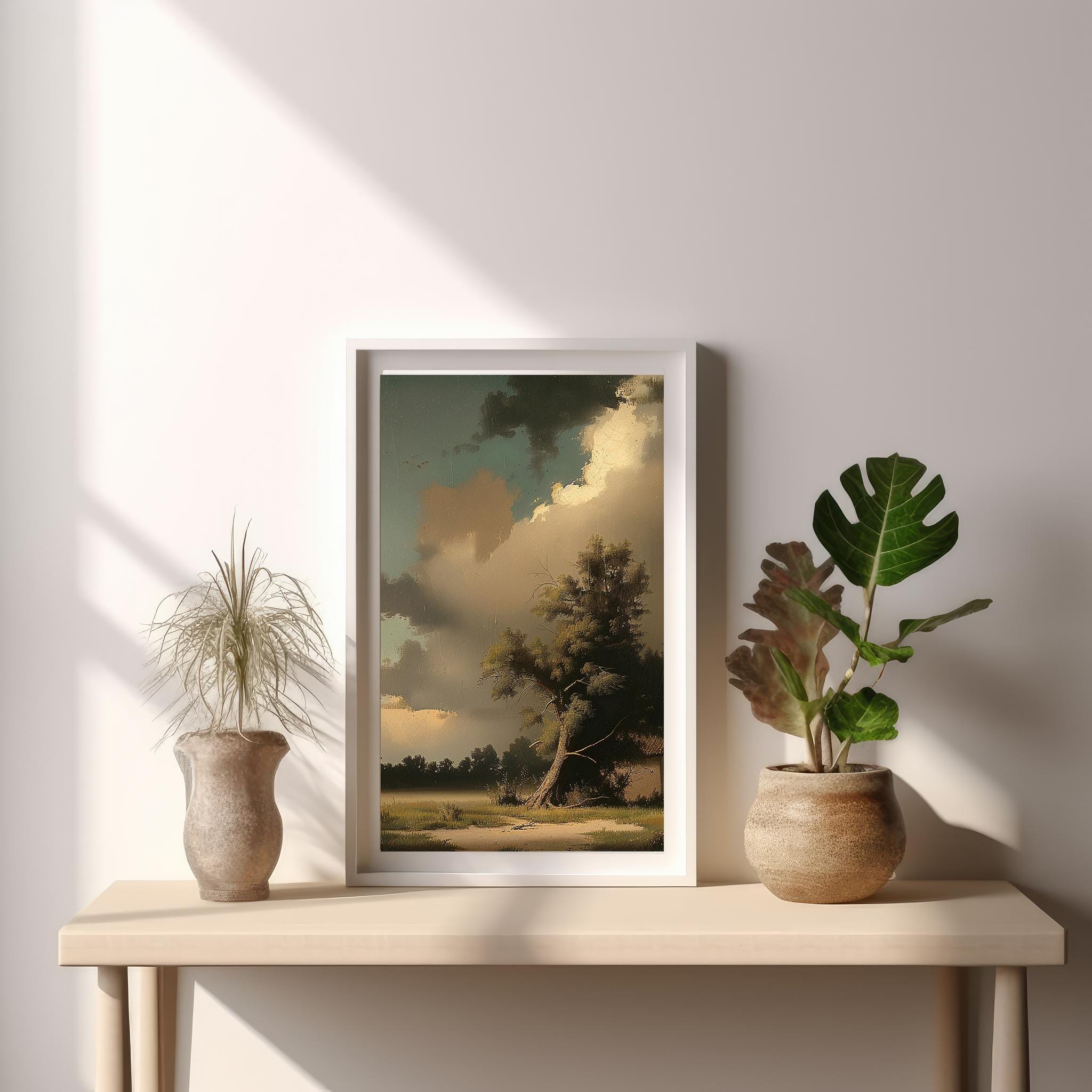 Storm's Respite | Dark Moody Pastoral Landscape, Vintage Oil Painting ...