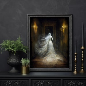 Ghostly Lady in Haunted House | Victorian Wall Art, Antique Oil ...