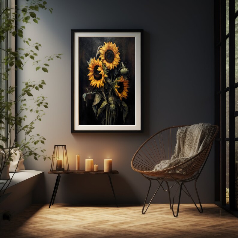 Gothic Sunflowers | Dark Academia, Antique Painting, Vintage Art, Dark ...
