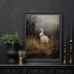 White Bunny Woods | Dark Academia, Dark Cottagecore Decor, Wild Hare ...