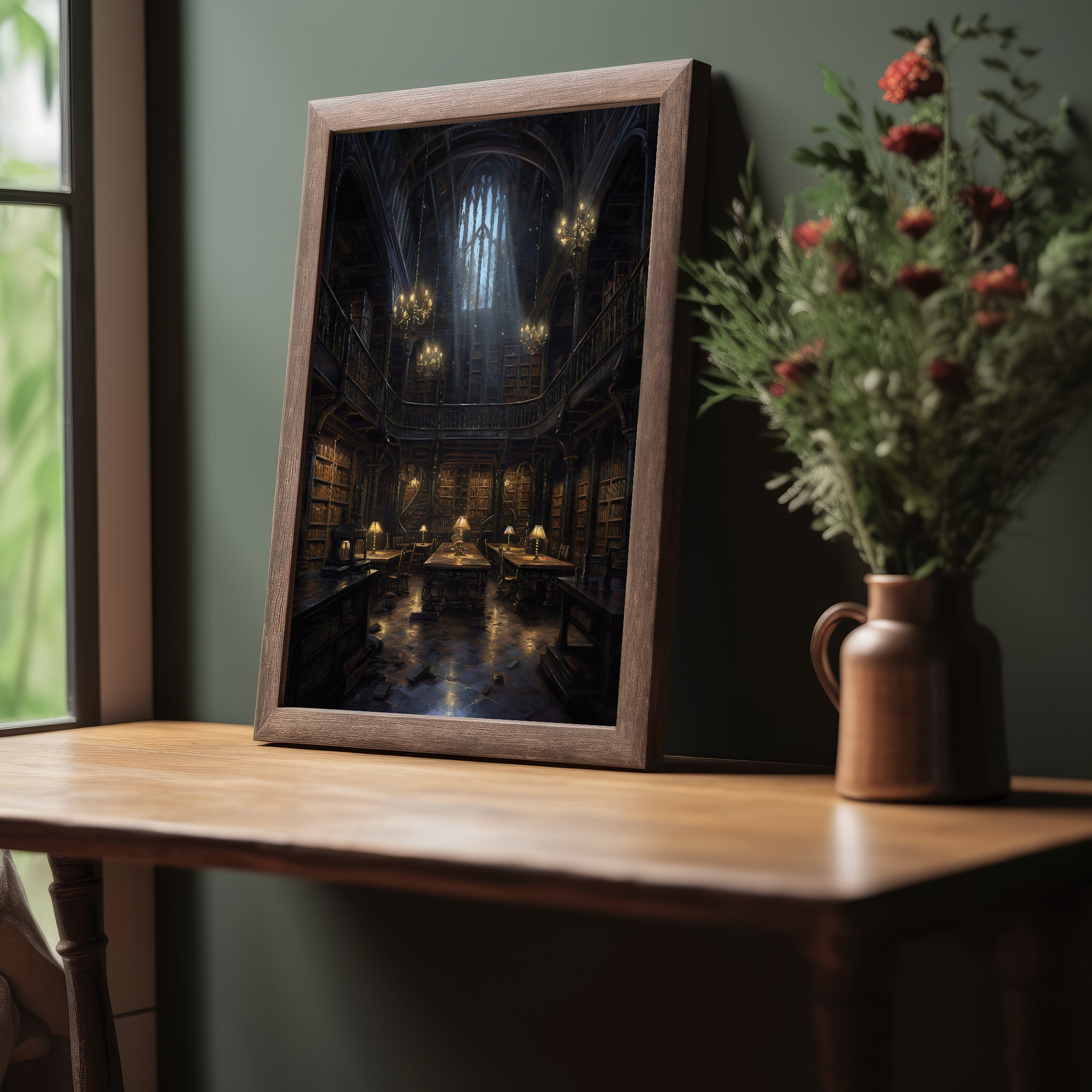 Dark Library Interior Dark Academia Decor Goth Wall Art - Etsy
