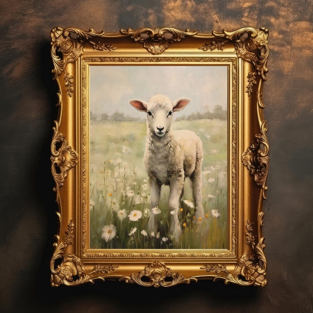 Spring Lamb Art Print | Easter Decor, Farmhouse Nursery Wall Art, Baby ...